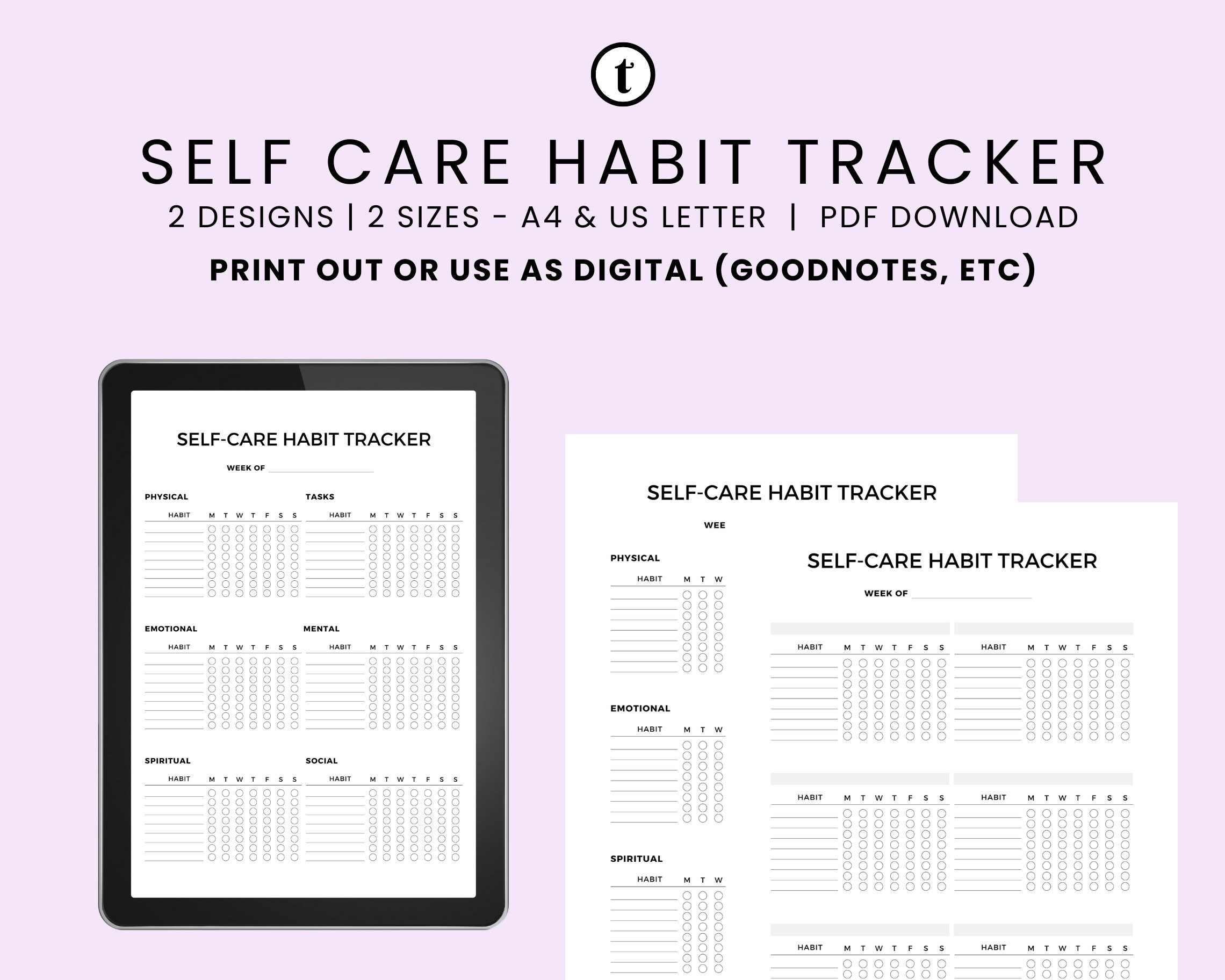 Self Care Habit Tracker Habit Tracker, Self Care Log, Self Care Journal ...