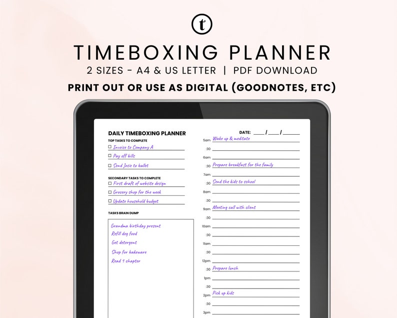 Time Box Planner | Time Blocking Planner Page, Daily Time Box, Time Box ...