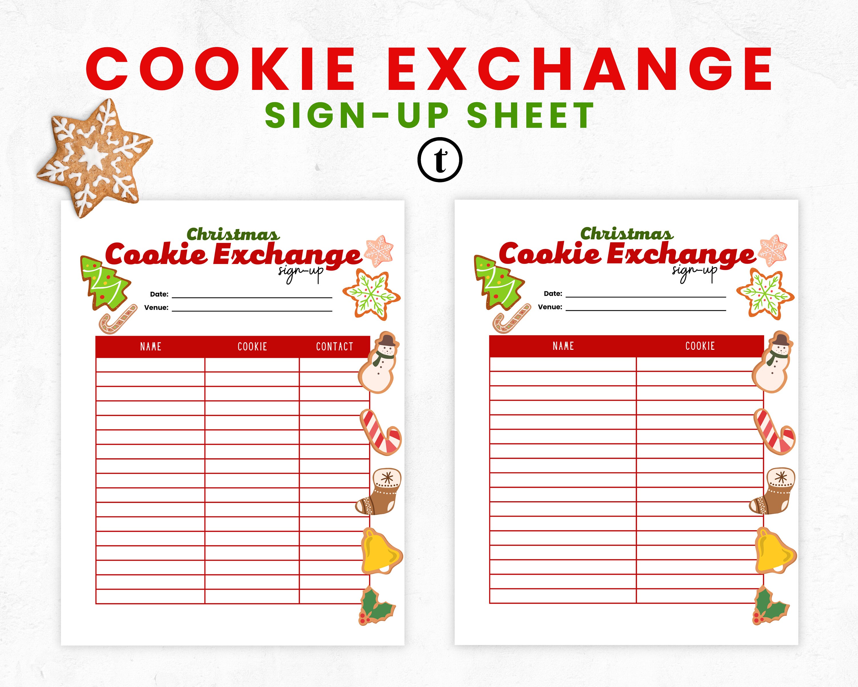 Christmas Cookie Exchange Sign up | Christmas Pitch in Sign Up, Potluck ...