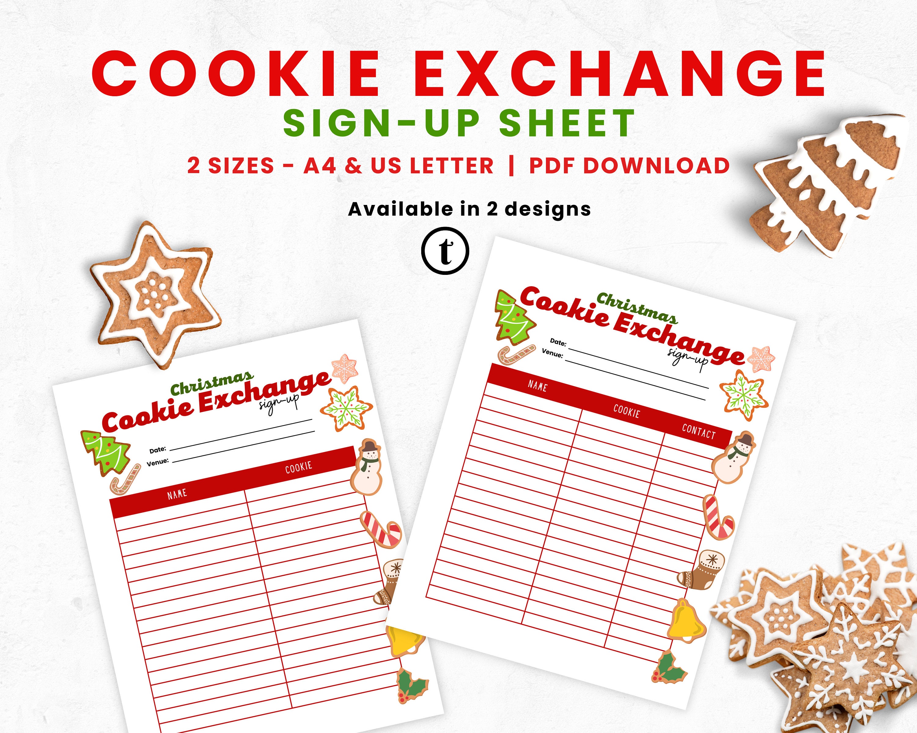 Christmas Cookie Exchange Sign up | Christmas Pitch in Sign Up, Potluck ...