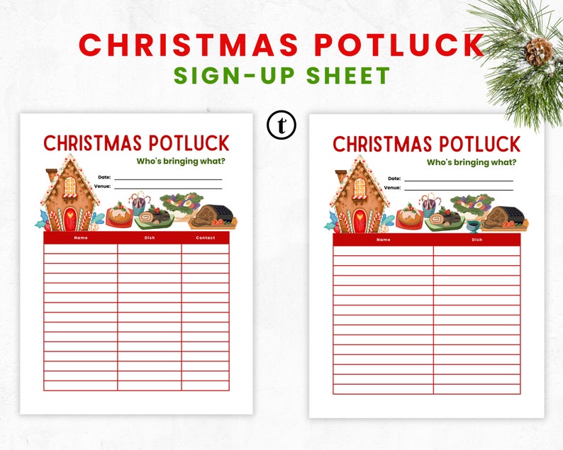 Potluck Sign Up Sheet Holiday at Dorla Walker blog