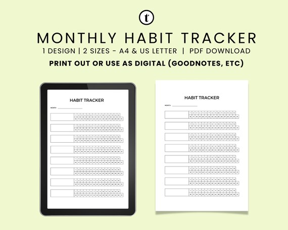 Monthly Habit Tracker Habits Tracker Routine Tracker | Etsy