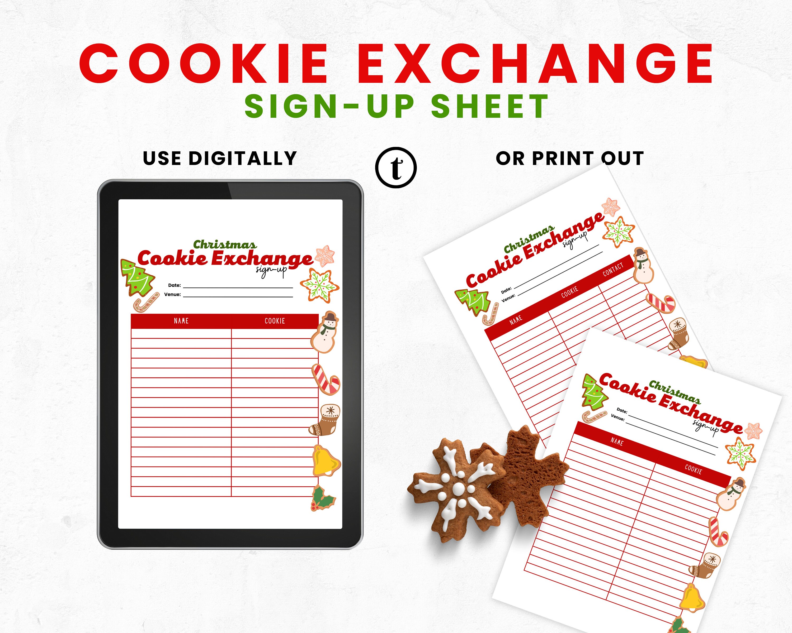 Christmas Cookie Exchange Sign up | Christmas Pitch in Sign Up, Potluck ...