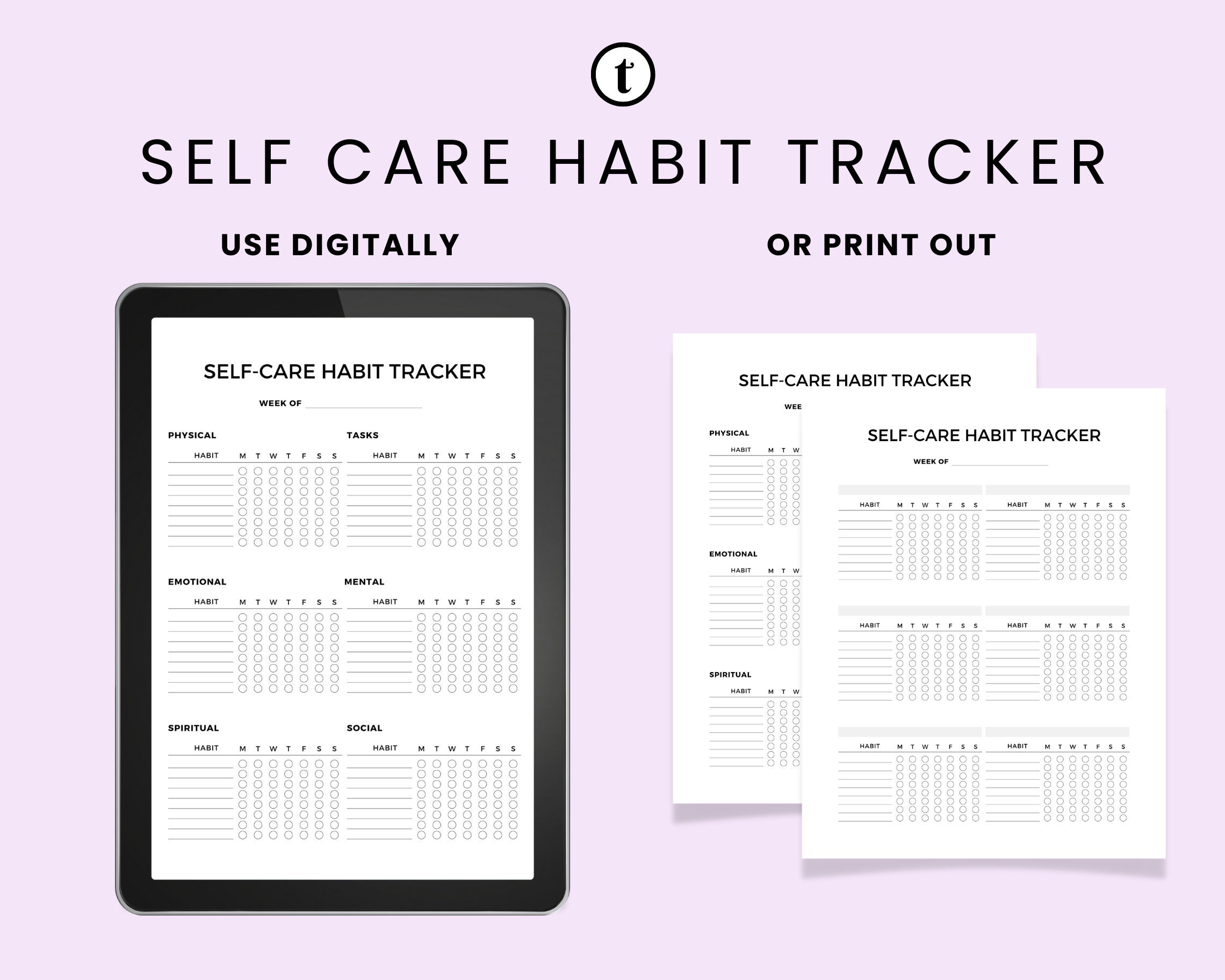 Self Care Habit Tracker Habit Tracker, Self Care Log, Self Care Journal ...