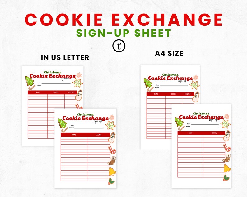 Christmas Cookie Exchange Sign up | Christmas Pitch in Sign Up, Potluck ...