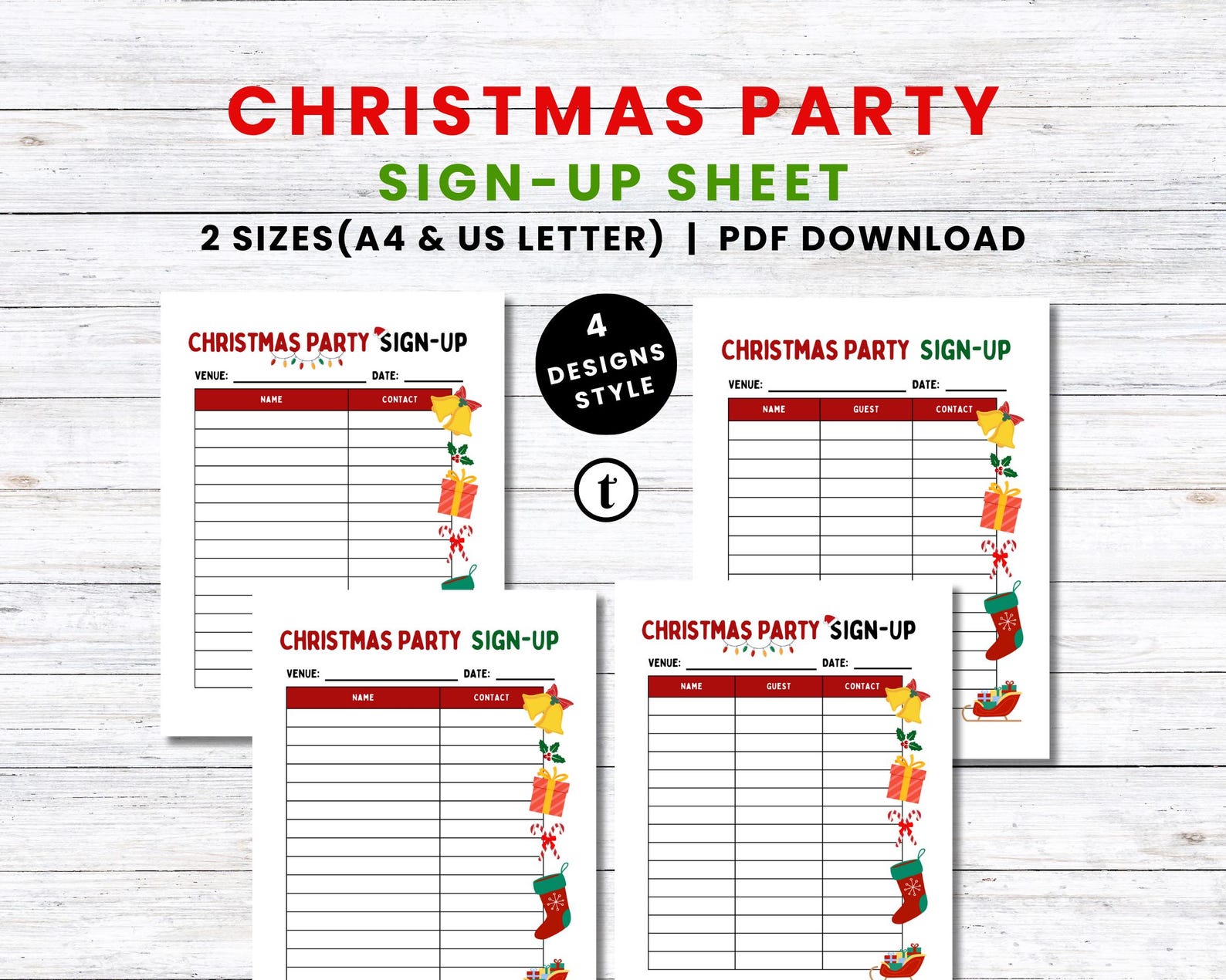 Christmas Party Sign-up Sheet Christmas Potluck, Sign up Sheet, Party ...