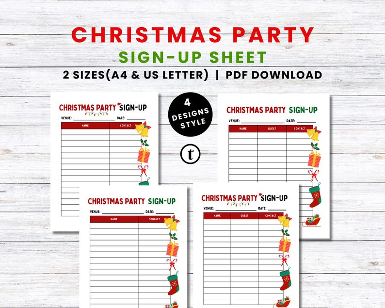 Christmas Party Sign-up Sheet | Christmas Potluck, Sign up Sheet, Party ...