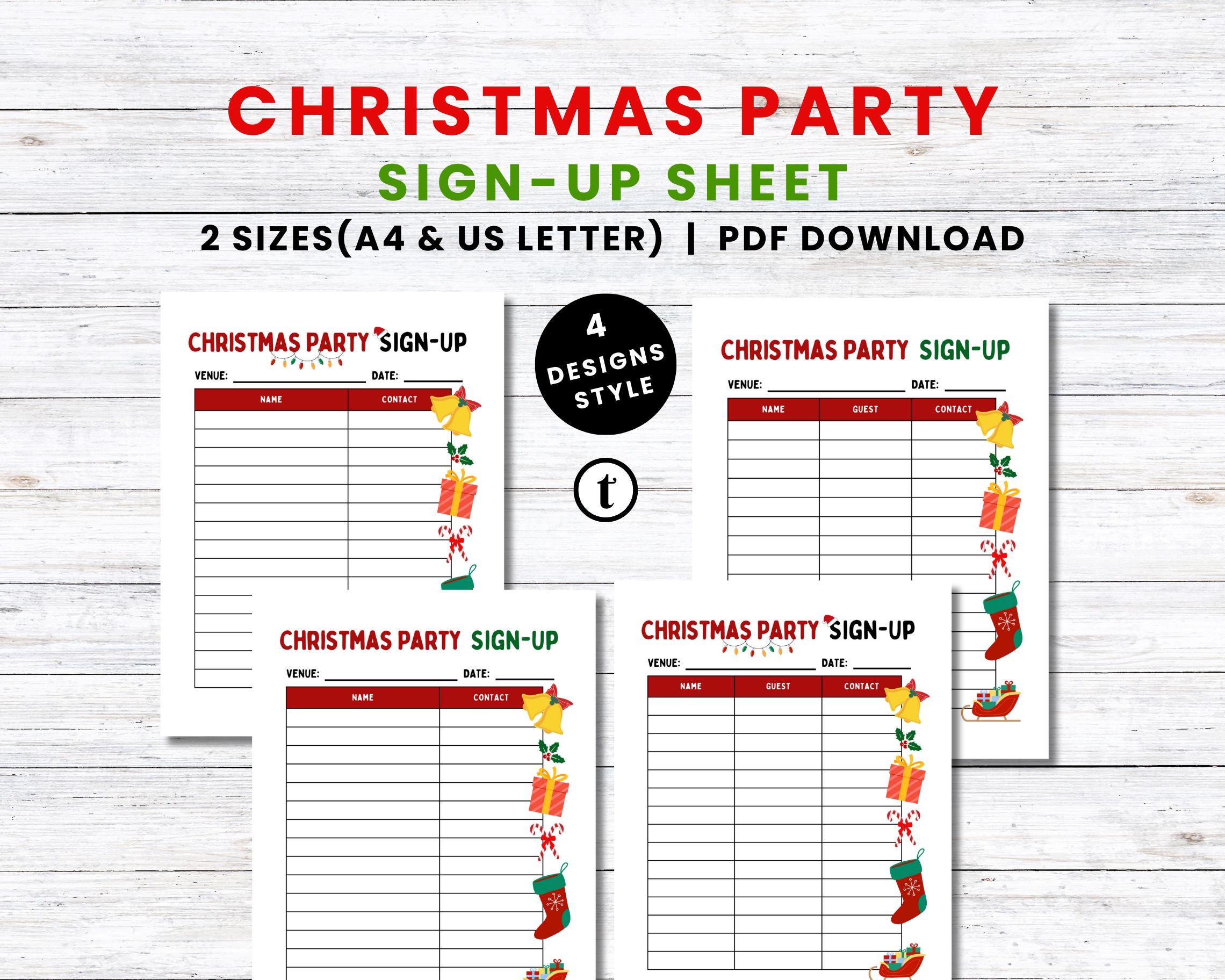 Christmas Party Sign-up Sheet Christmas Potluck, Sign up Sheet, Party ...