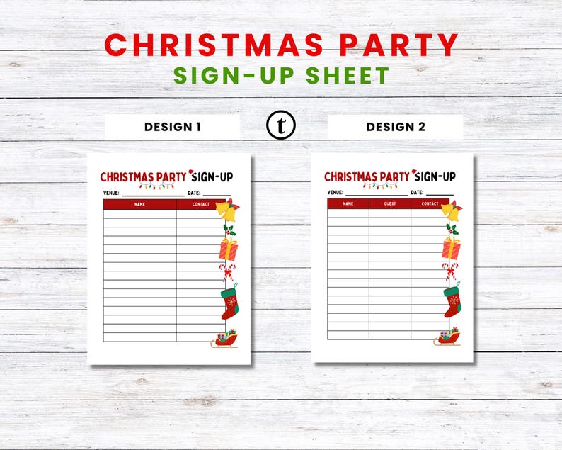 Christmas Party Sign-up Sheet Christmas Potluck, Sign up Sheet, Party ...