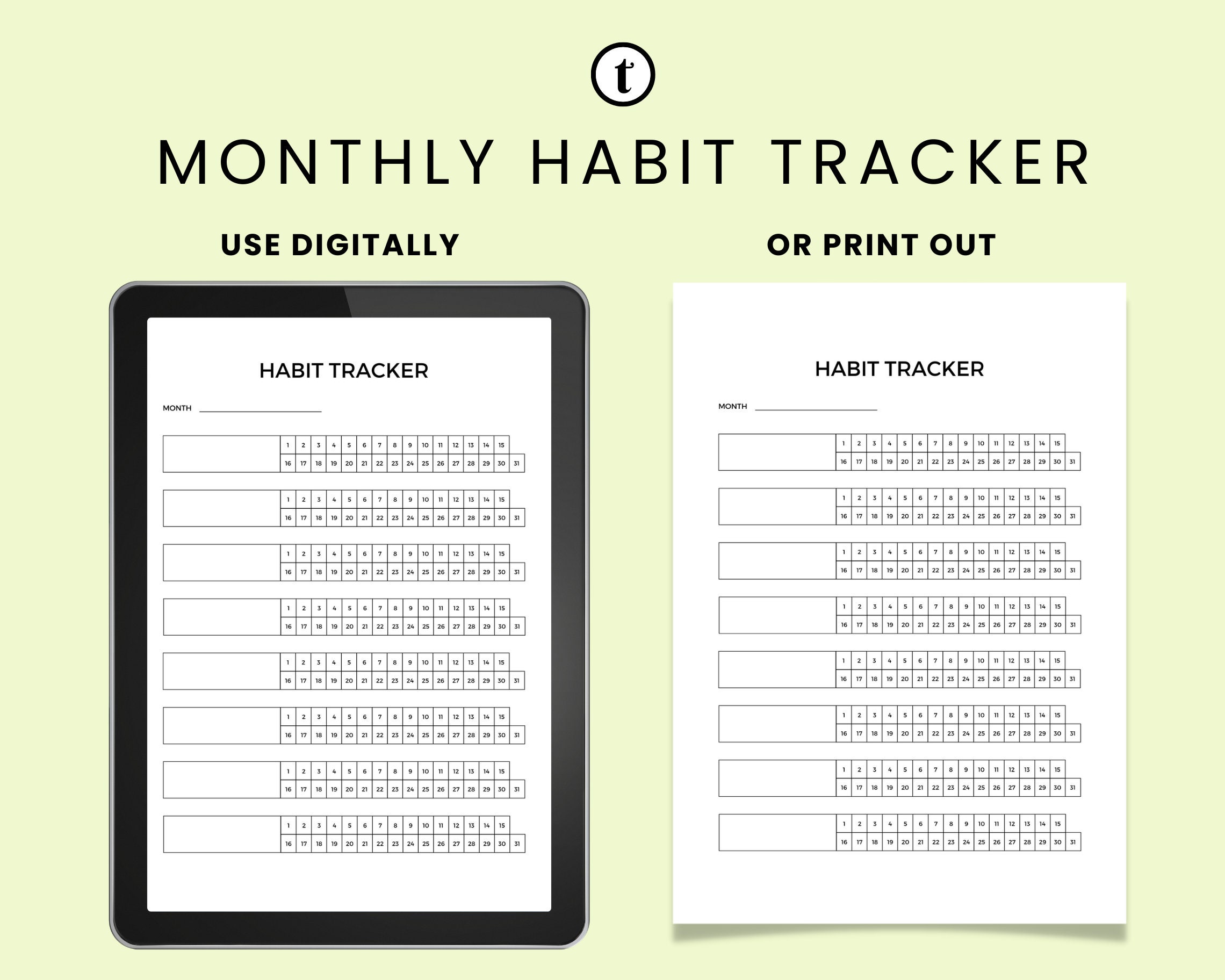 Monthly Habit Tracker Habits Tracker Routine Tracker Habit Log Goal ...