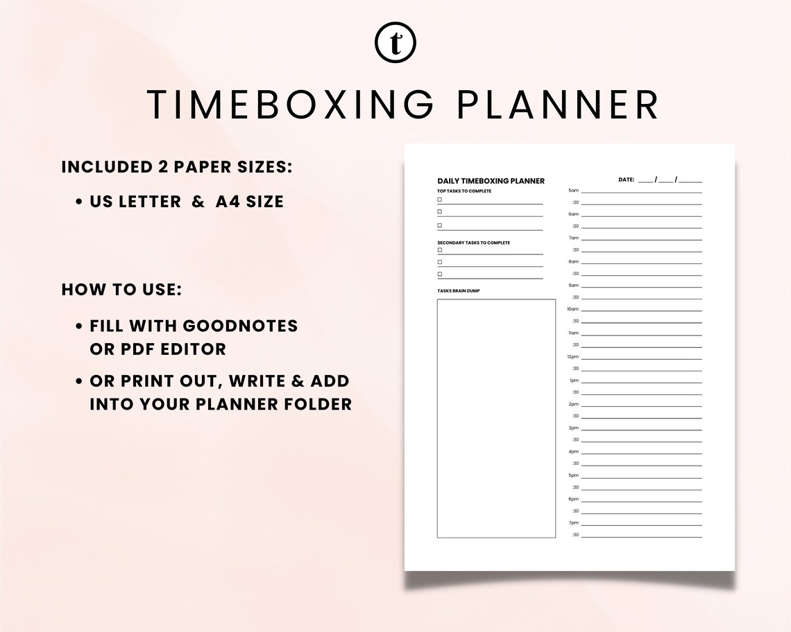 Time Box Planner | Time Blocking Planner Page, Daily Time Box, Time Box ...