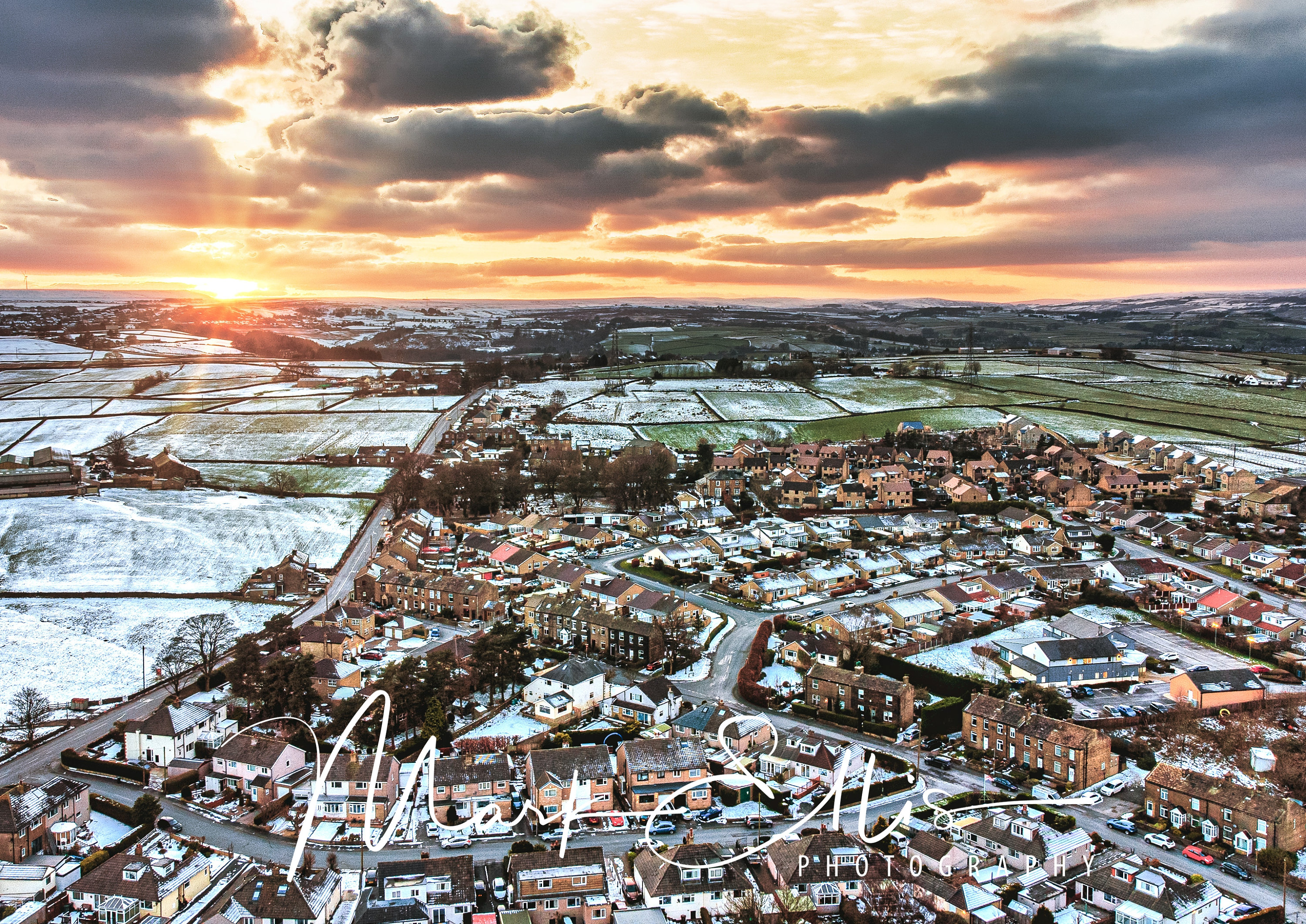 Sunset Over Wilsden Village, Aerial Photo,photographic Print, Photo Art ...