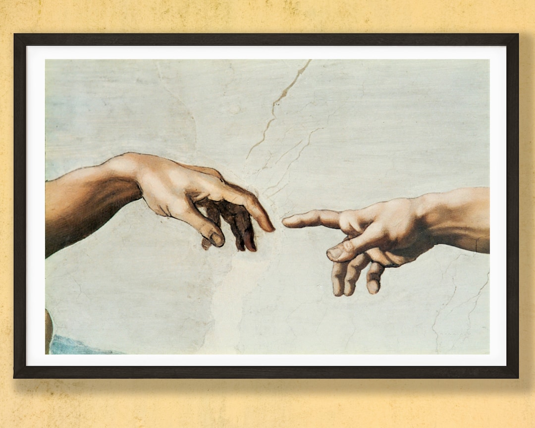 Michelangelo Hands of God and Adam, Detail From the Creation of Adam ...