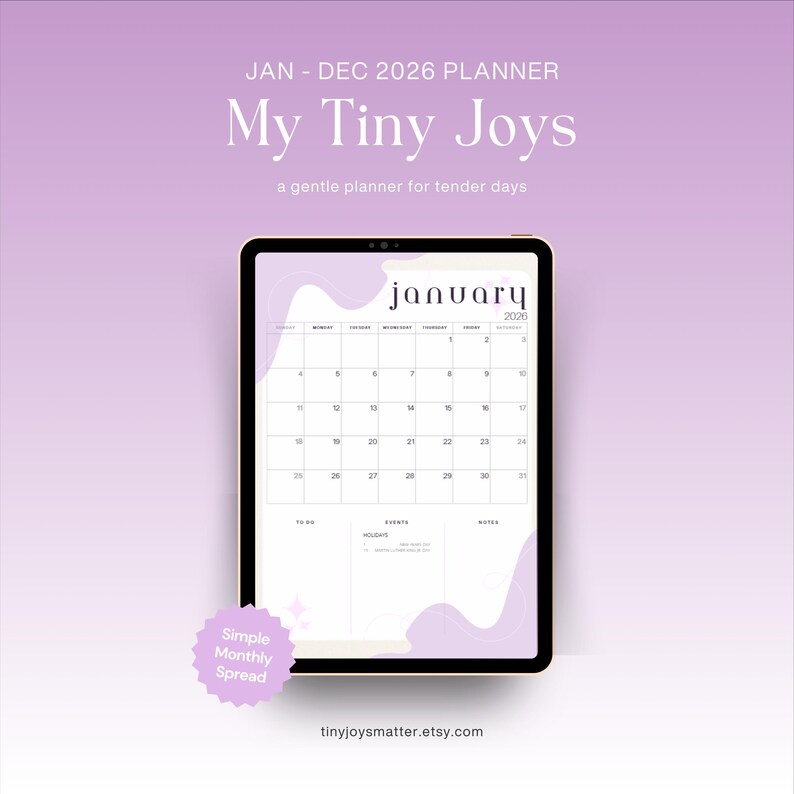 2026 Simple My Tiny Joy Planner - Purple Digital/printable Planner - Etsy