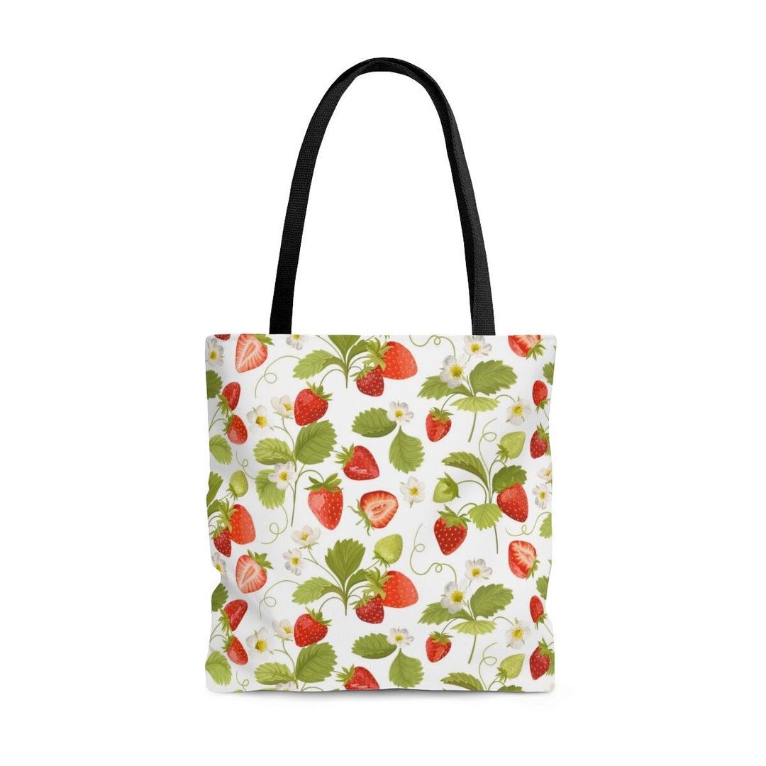 Strawberry Tote Bag That Doubles as Shopping Bag Colorful Strawberry ...