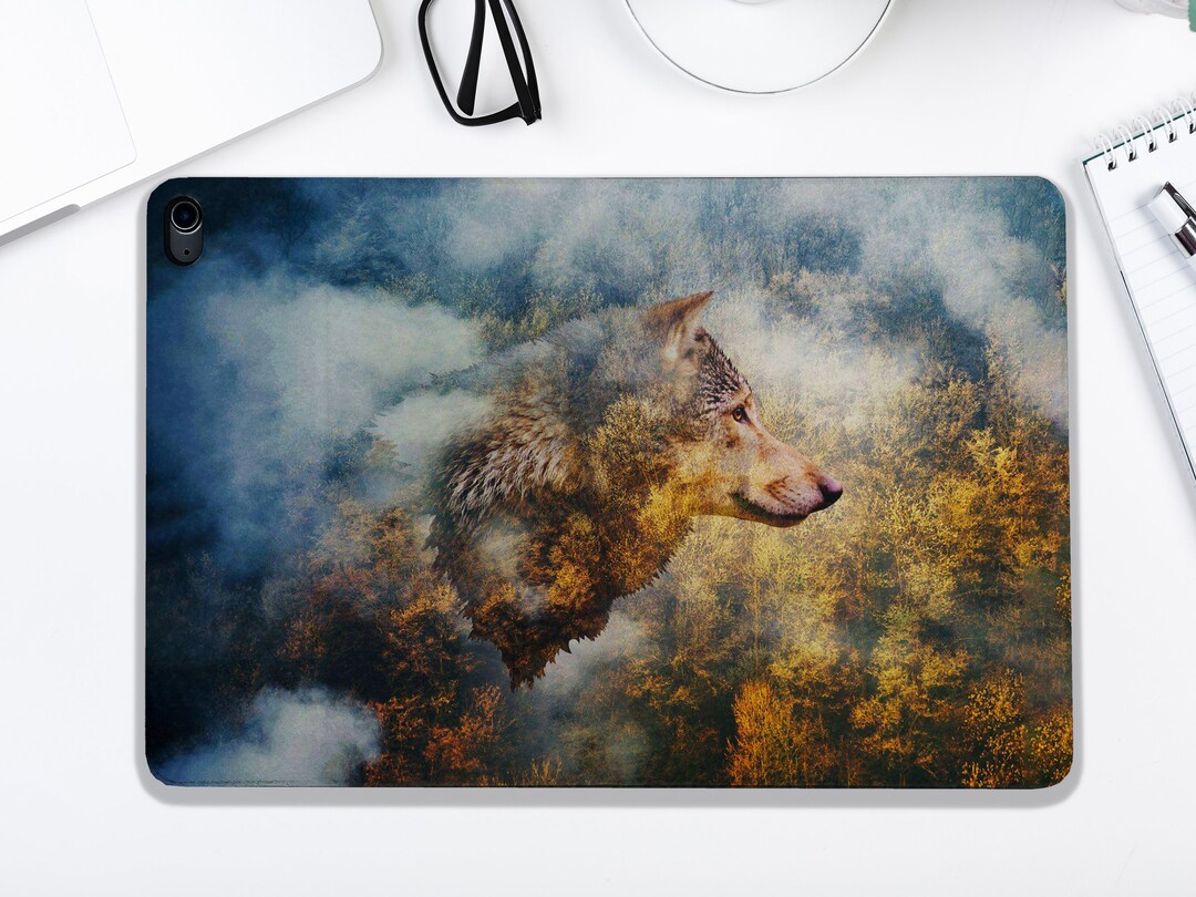 Gray Wolf iPad Case With Pencil Holder Mini 6 8.3 in Air 4 10.9" Pro 11 ...