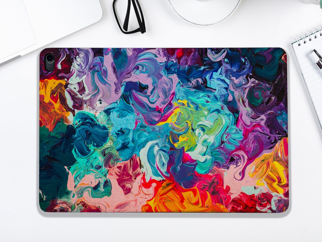 Rainbow Oil Paint iPad Case With Pencil Holder Mini 6 8.3 in Mini 5 7.9 ...