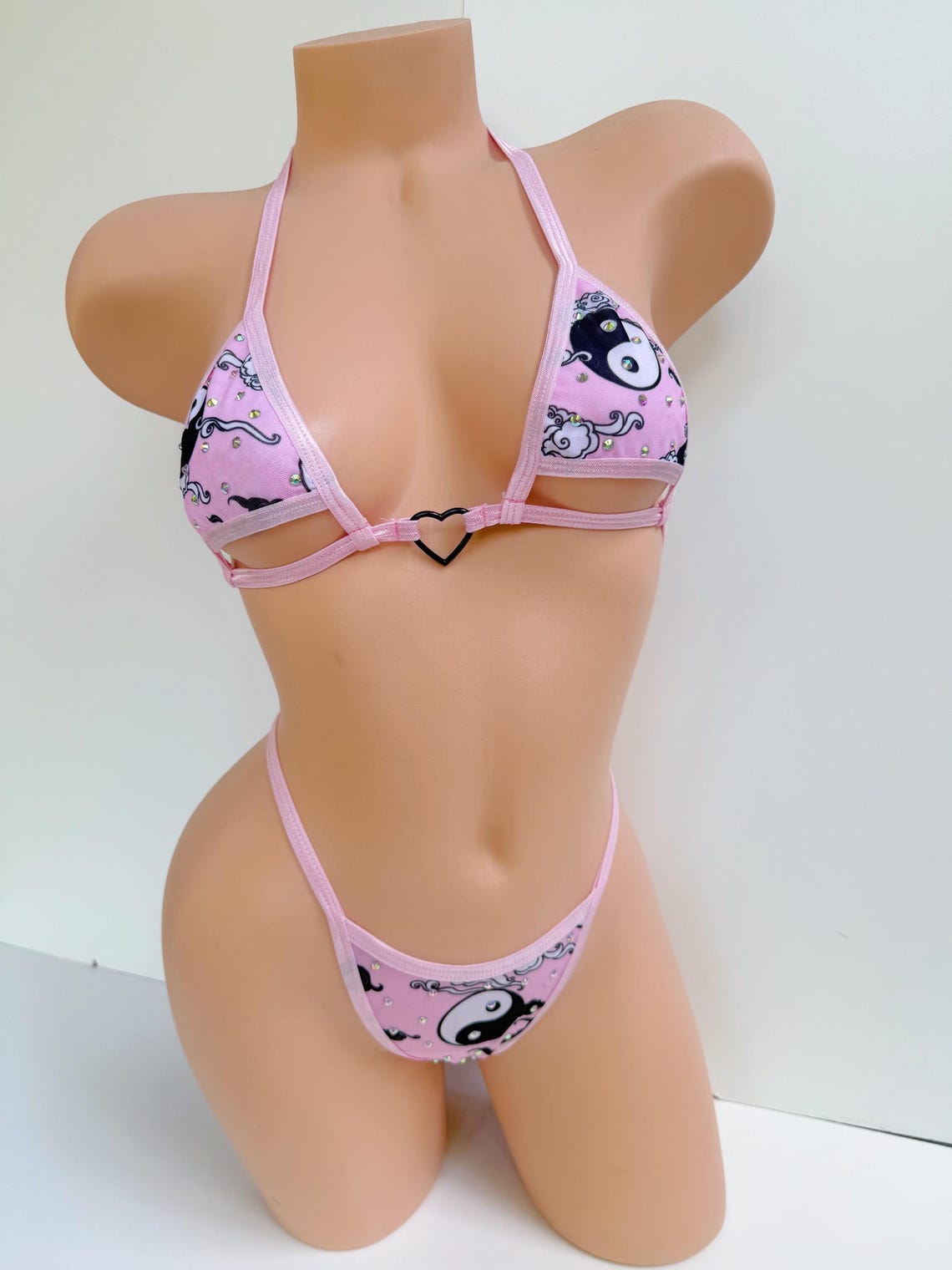 Yin Yang Cute Pink Set ,thong Microkini, Exotic Dancewear, Stripper Outfits, Rave Outfit, Micro ...