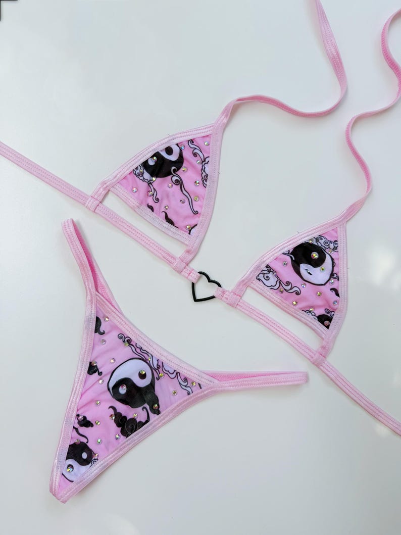 Yin Yang Cute Pink Set ,thong Microkini, Exotic Dancewear, Stripper Outfits, Rave Outfit, Micro ...