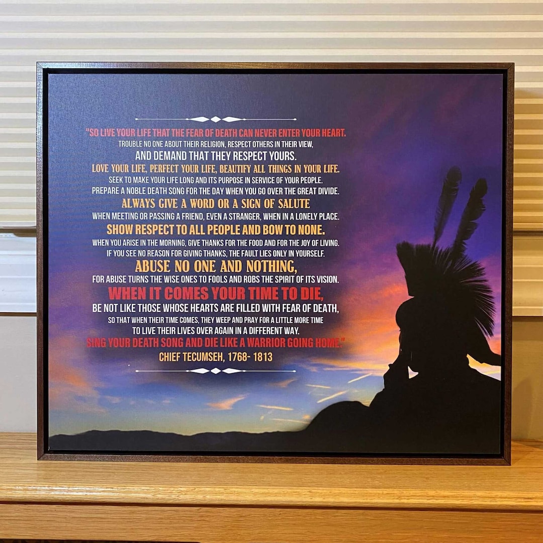 Chief Tecumseh Poem so Live Your Life Motivational - Etsy