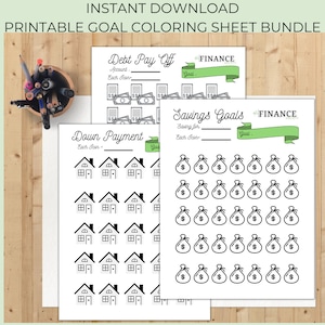 Personal Finance Coloring Sheet Bundle Printable | Savings Challenge ...