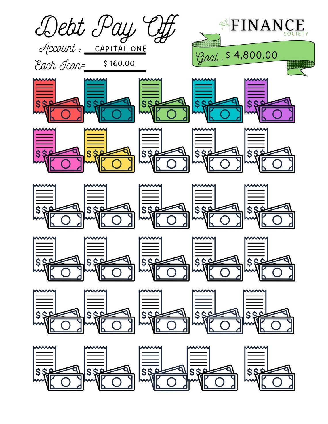 Debt Payoff Coloring Sheet Printable | Coloring Sheet | Debt Free ...