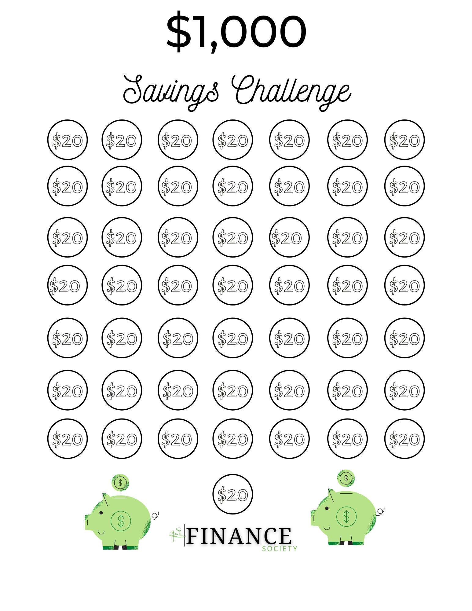 1000 Savings Challenge Savings Challenge Savings Money Challenge ...