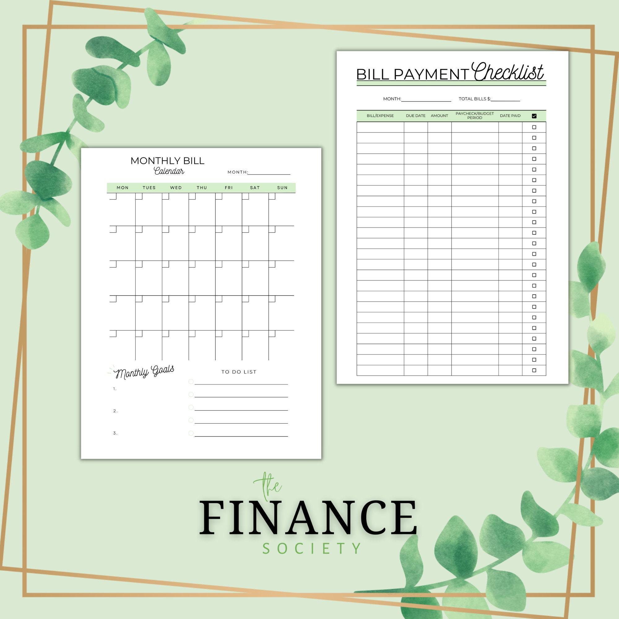 Monthly Budget Planner Personal Finance Workbook Monthly Budget ...