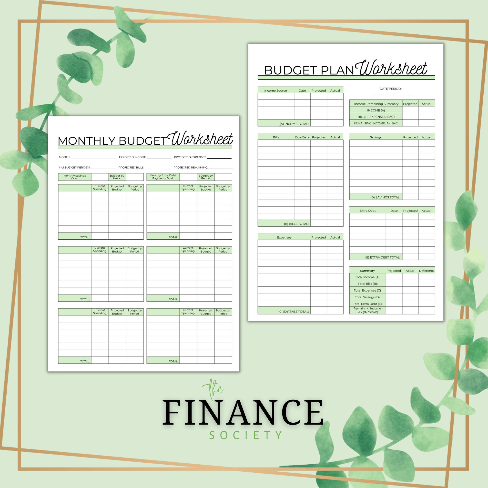 Monthly Budget Planner Personal Finance Workbook Monthly Budget ...