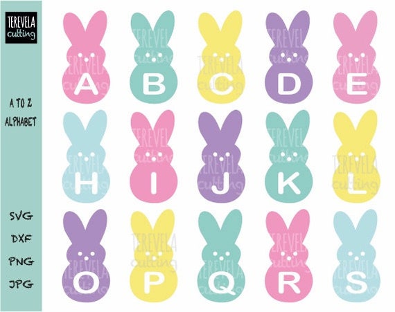 Peeps svg easter letters svg easter alphabet svg rabbits | Etsy