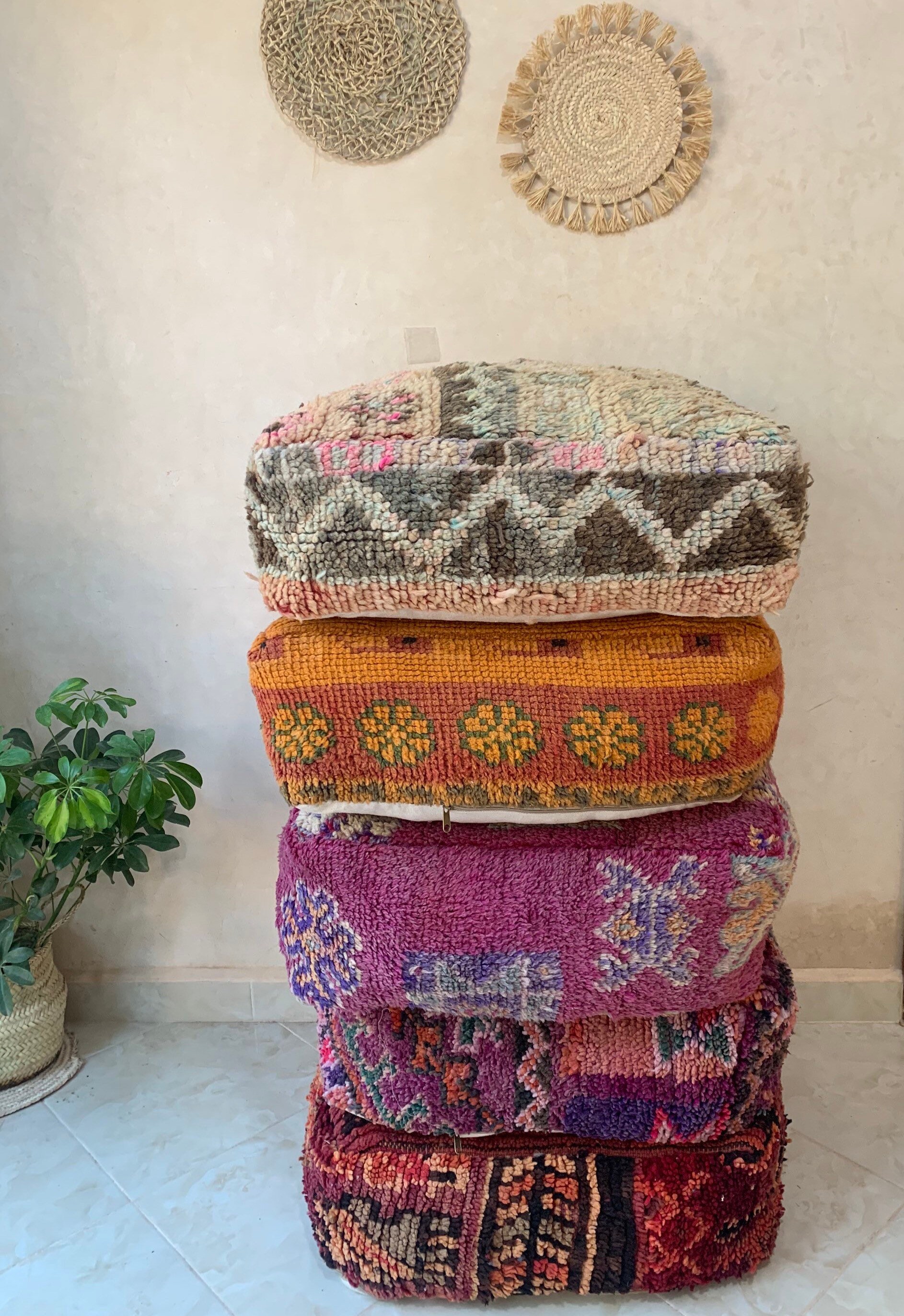 Kilm pouf Multi Color Amazing Morocco.vintage moroccan kilm | Etsy