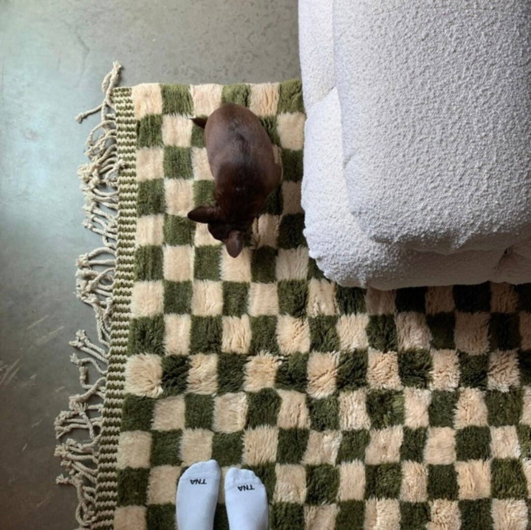 Green Checkered Rug -checkerboard Rug Checkered Area Rug -checkered Rug ...