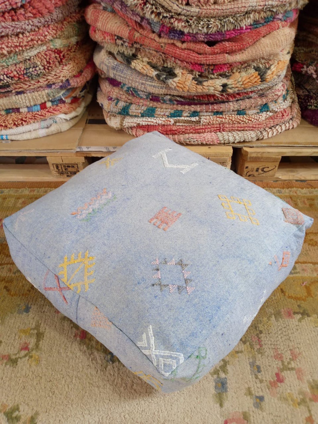 Cactus Pouf Multi Color Amazing Morocco.vintage Moroccan Cactus Pouf ...