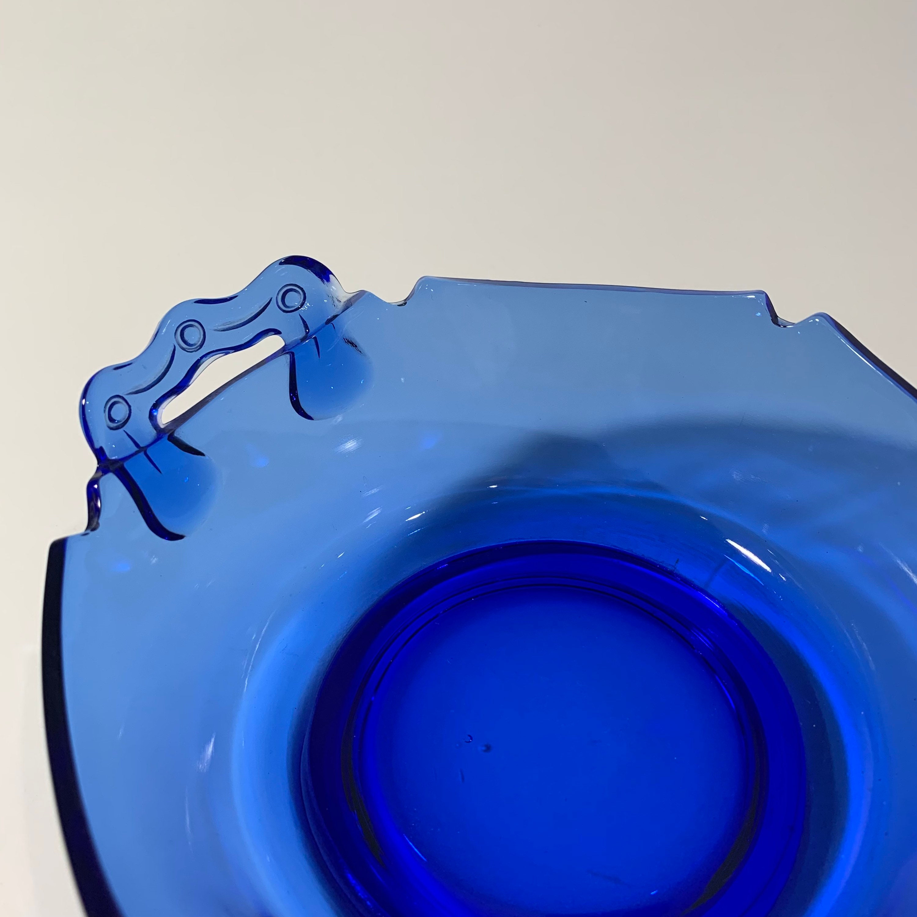 Vintage royal blue glass bowl and saucer Set 2 pieces | Etsy