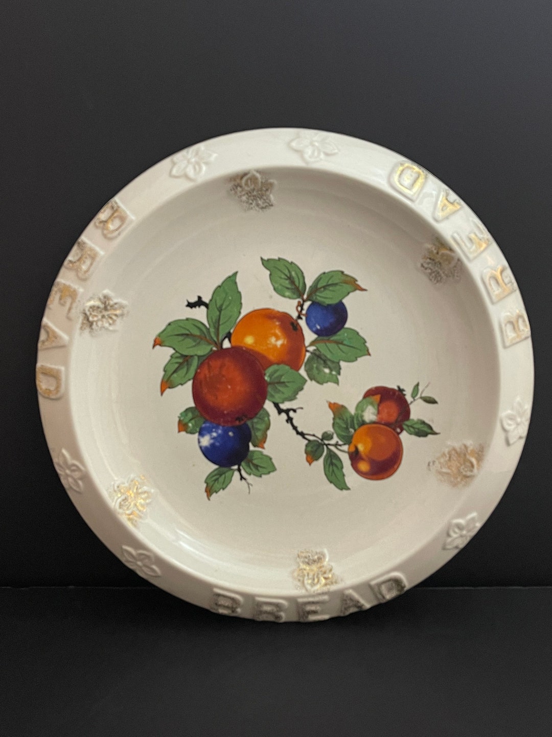 Antique Victorian Pottery Bread Plate/ Bread Board With Fruit Design - Etsy