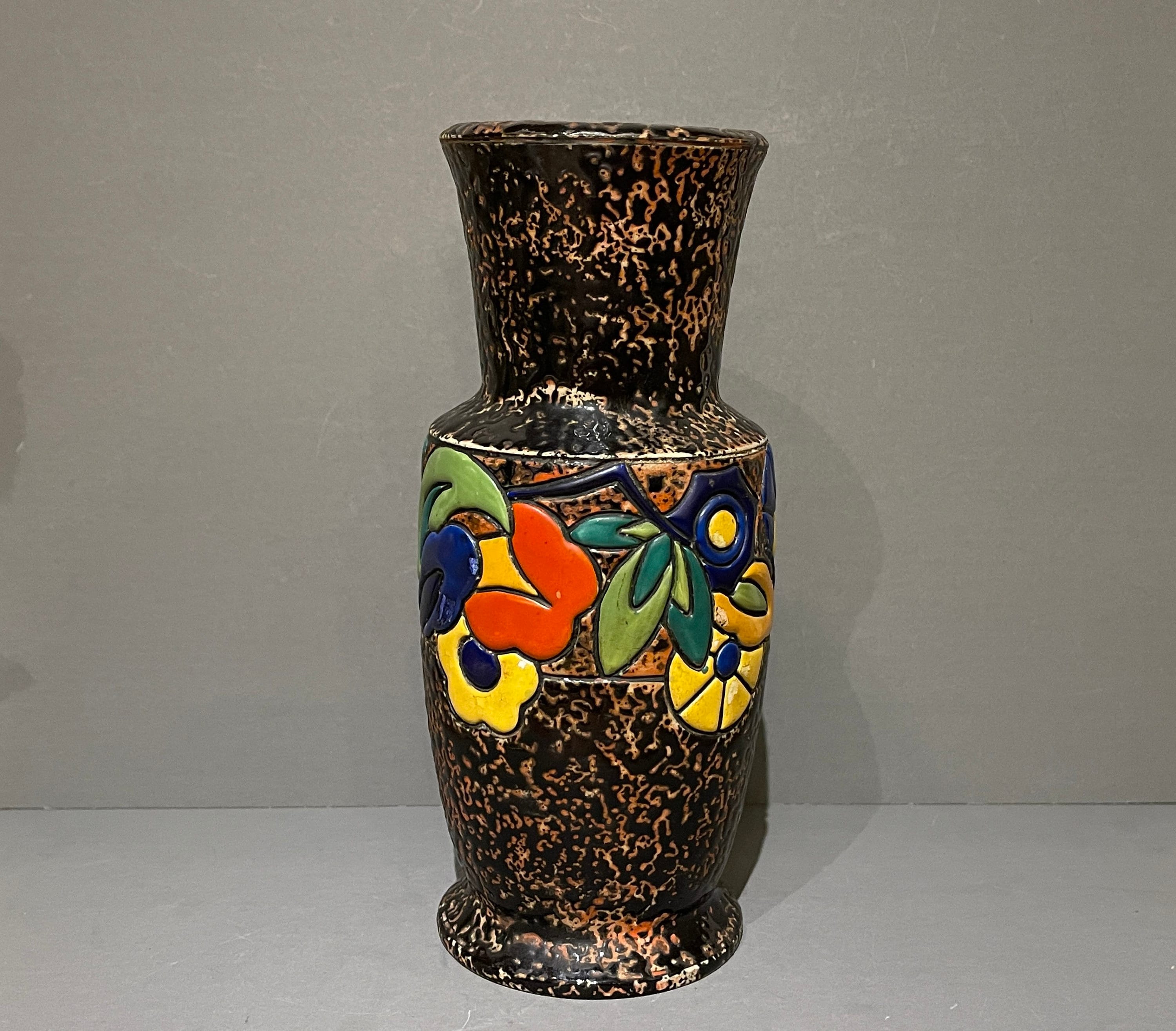 Vintage Art Deco amphora Czechoslovakia Pottery Vase Carved - Etsy