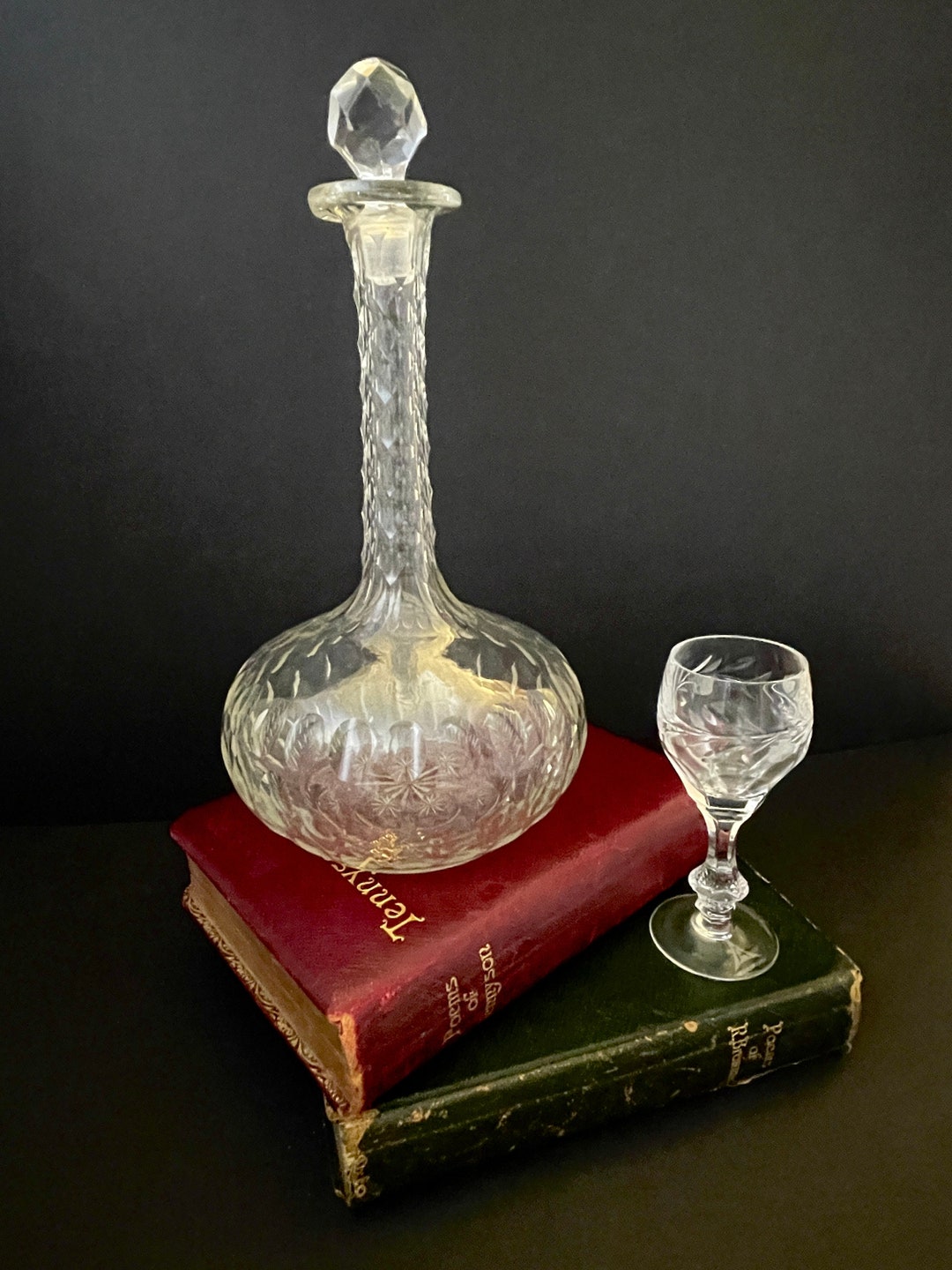 Antique Victorian Cut Glass Decanter - Etsy
