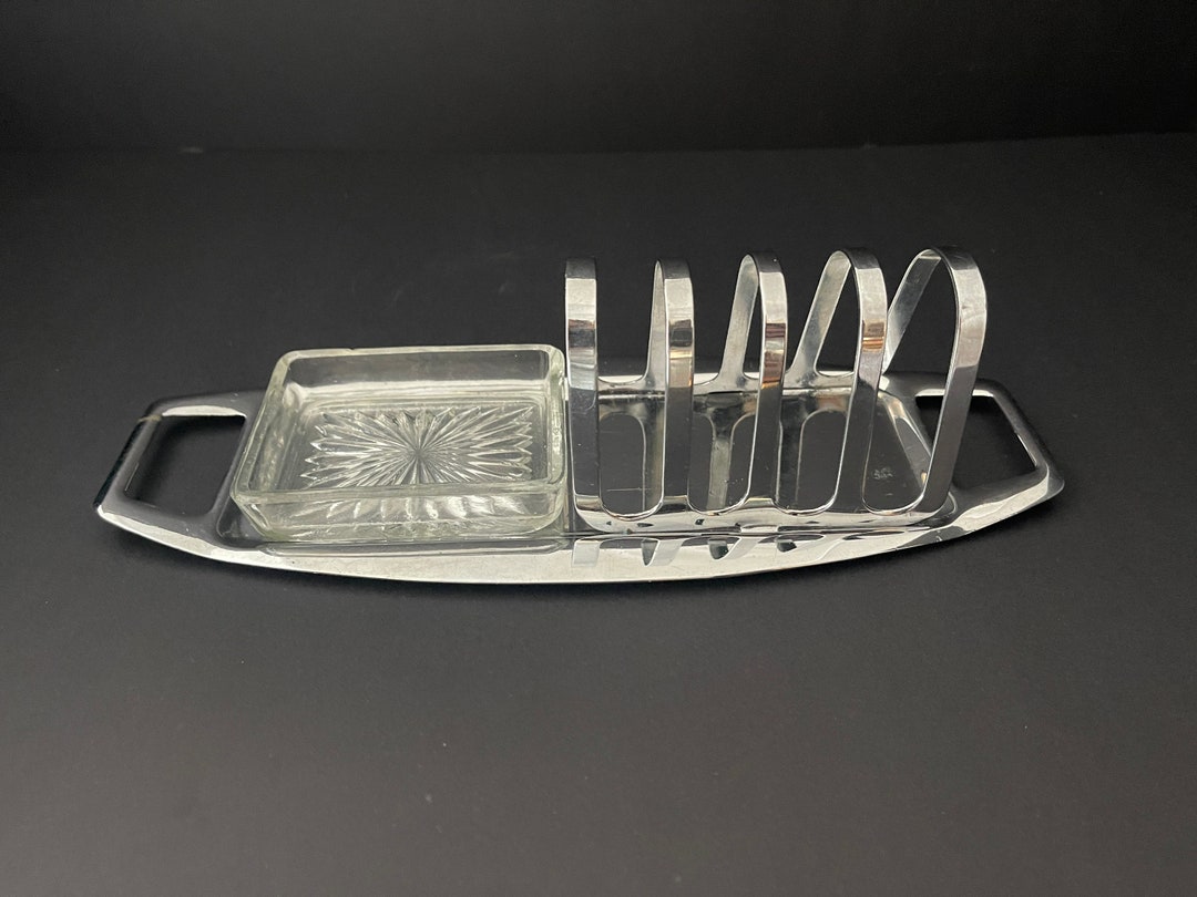 Stylish Vintage Toast Rack With Integrated Glass Butter Dish - Etsy