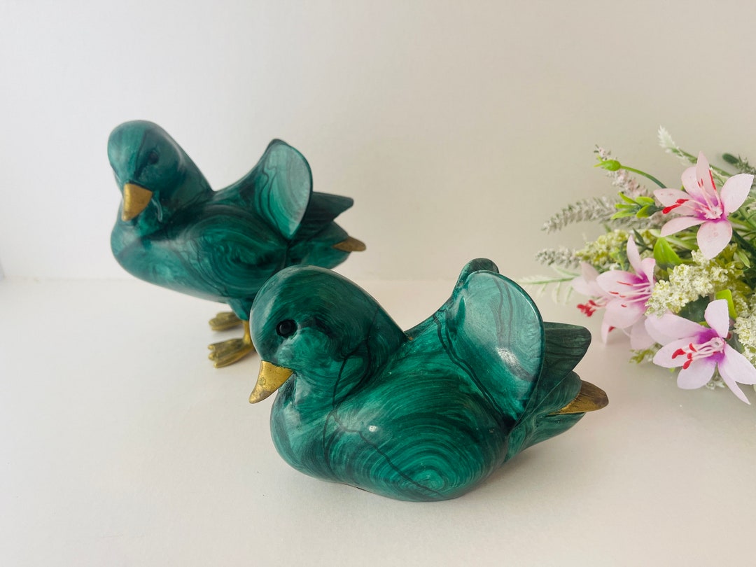 Pair of Mid Century Duck Figurines, Made by Elli Malevolti, Italy Green ...