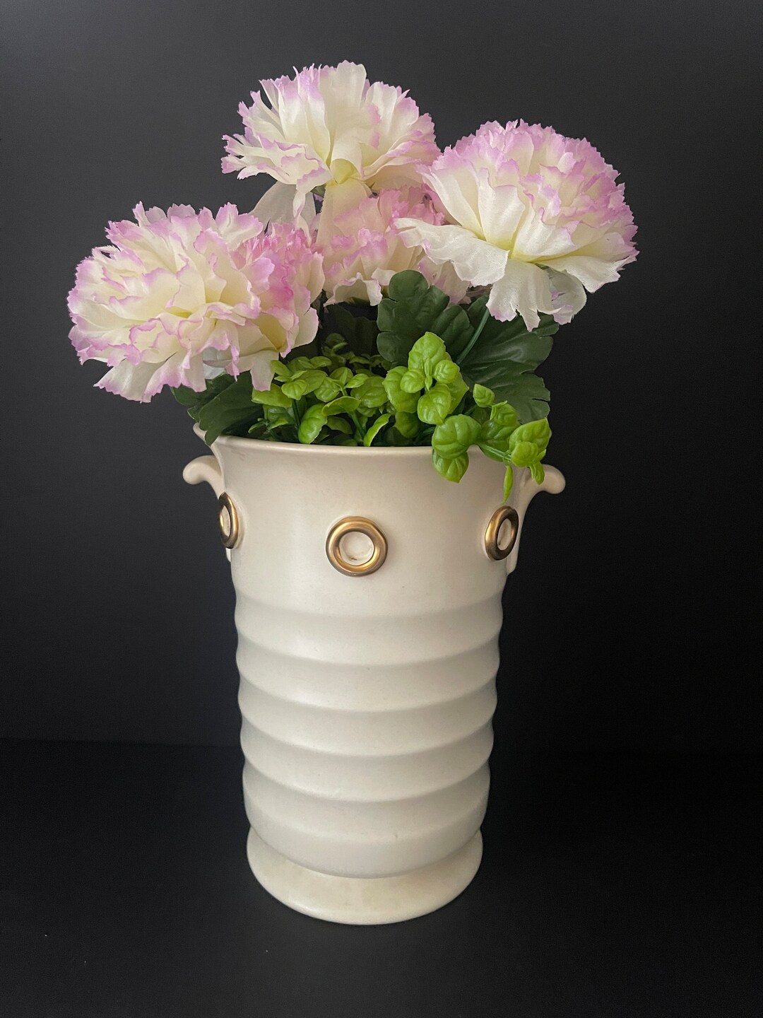Vintage 1950’s Crown Ducal “arctic Ice” Vase, White & Gold - Etsy