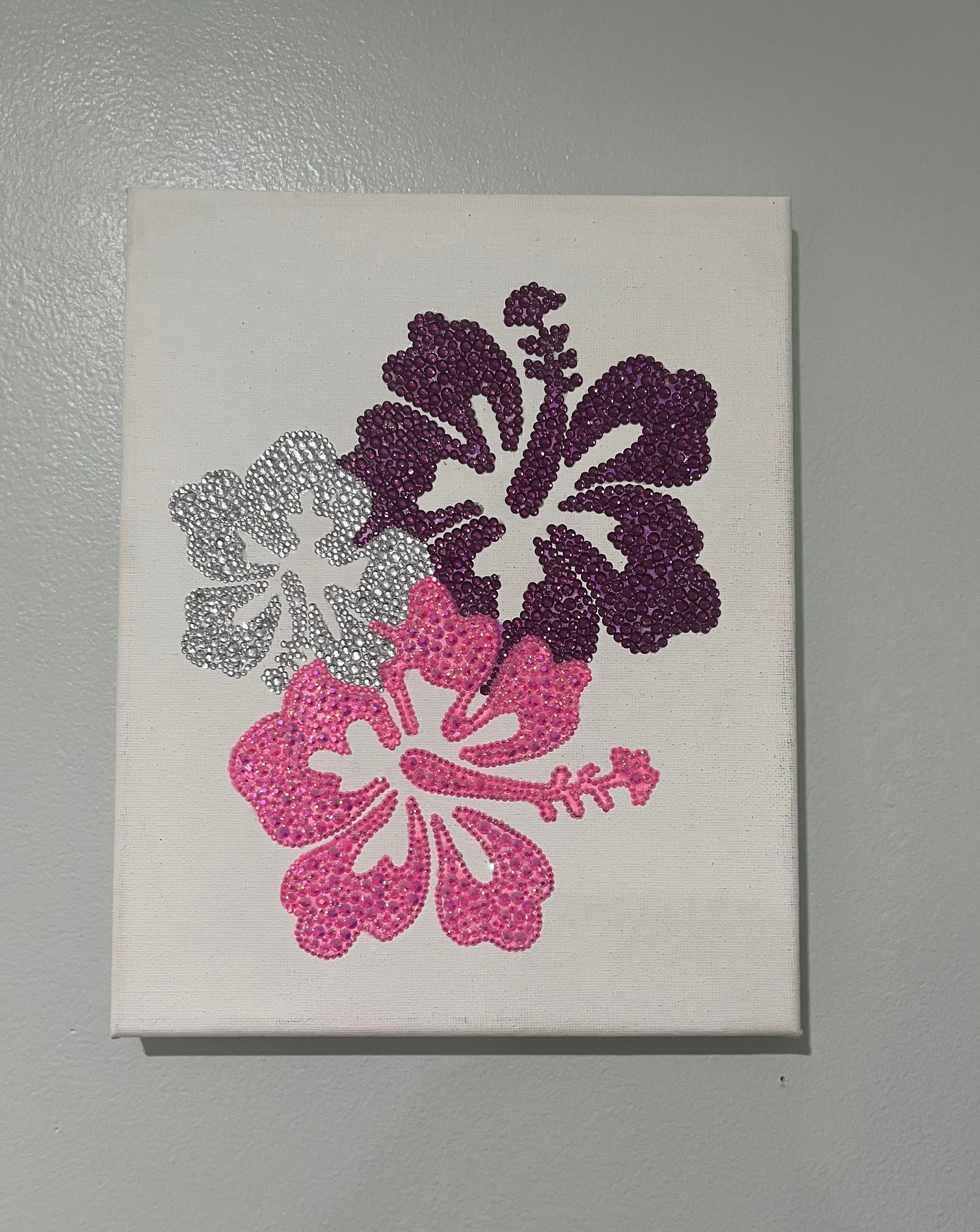 Bedazzled Rhinestone Hibiscus Flower Painting - Etsy