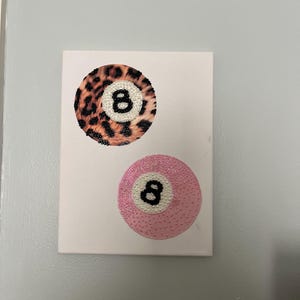 Double 8ball Cheetah Leopard Print Bedazzled Rhinestone Canvas - Etsy