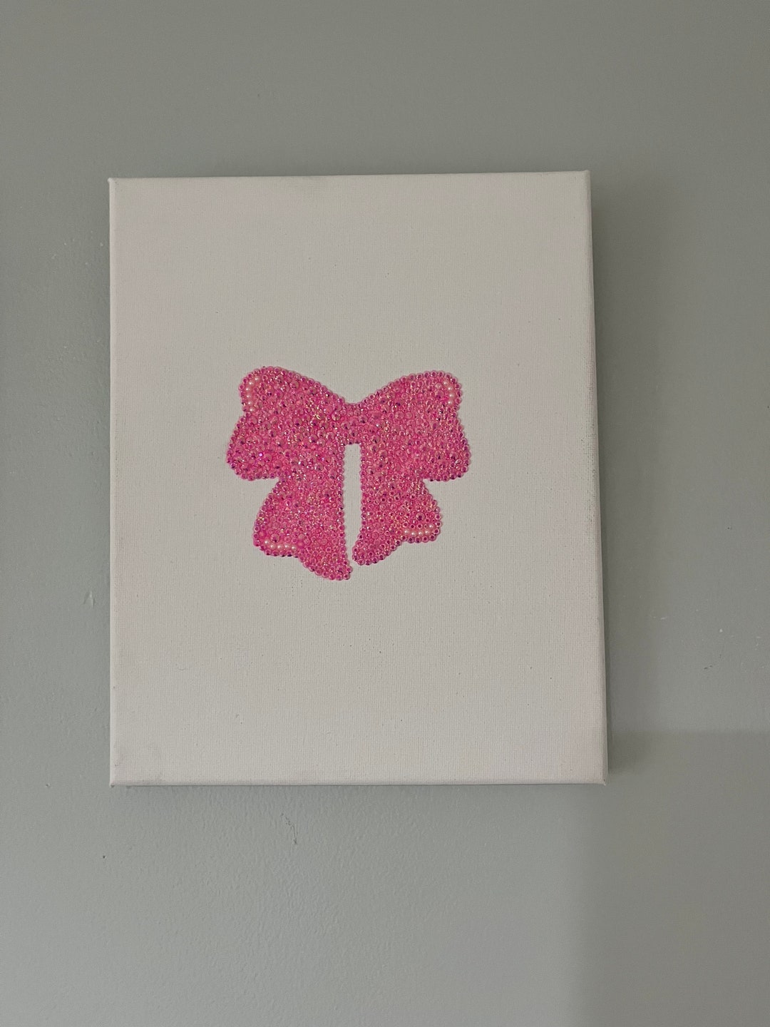 Bedazzled Rhinestone Bow Canvas - Etsy