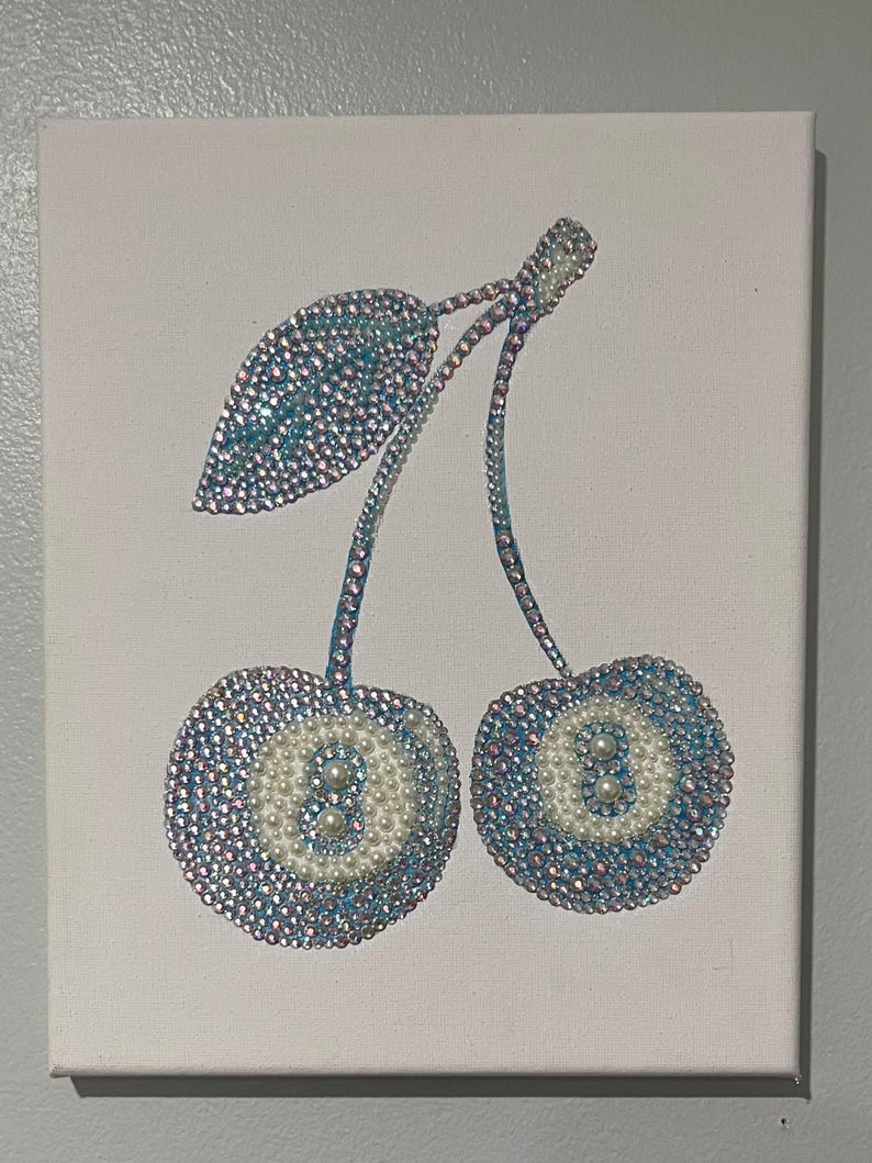 8 Ball Cherry Bedazzled Rhinestone Canvas - Etsy