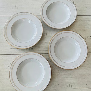Noritake Lockleigh China 4 Rimmed Soup Bowls / Made in Sri Lanka / 90s ...