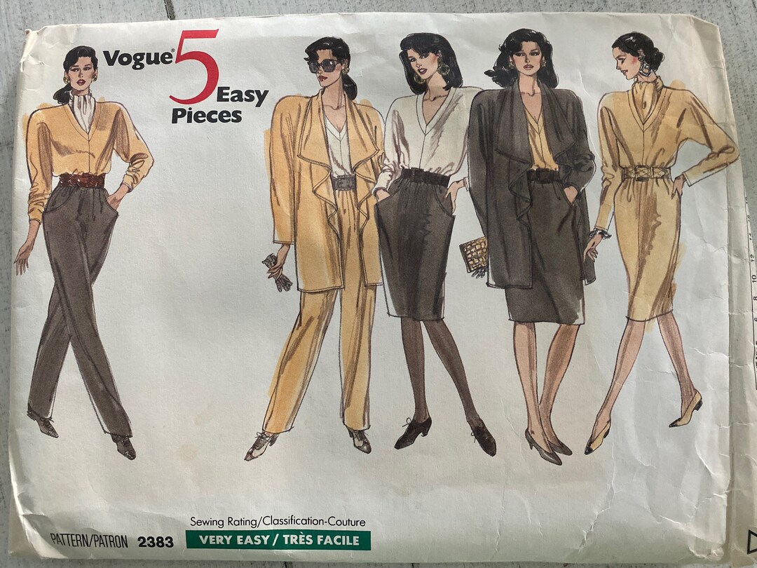 Vogue 2383 5 Easy Pieces Pattern Size 8 10 12 / 1989 / Misses Jacket ...