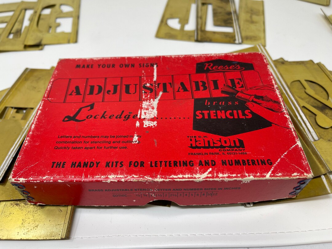 Reese's Adjustable Brass Stencils Vintage Lockedge Set of Letters ...