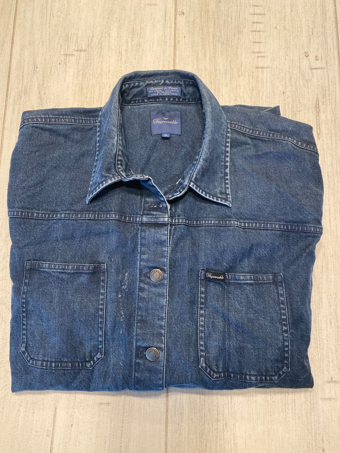 Faconnable Vintage Blue Denim Jacket / Miss Women's Size XL Extra Large ...