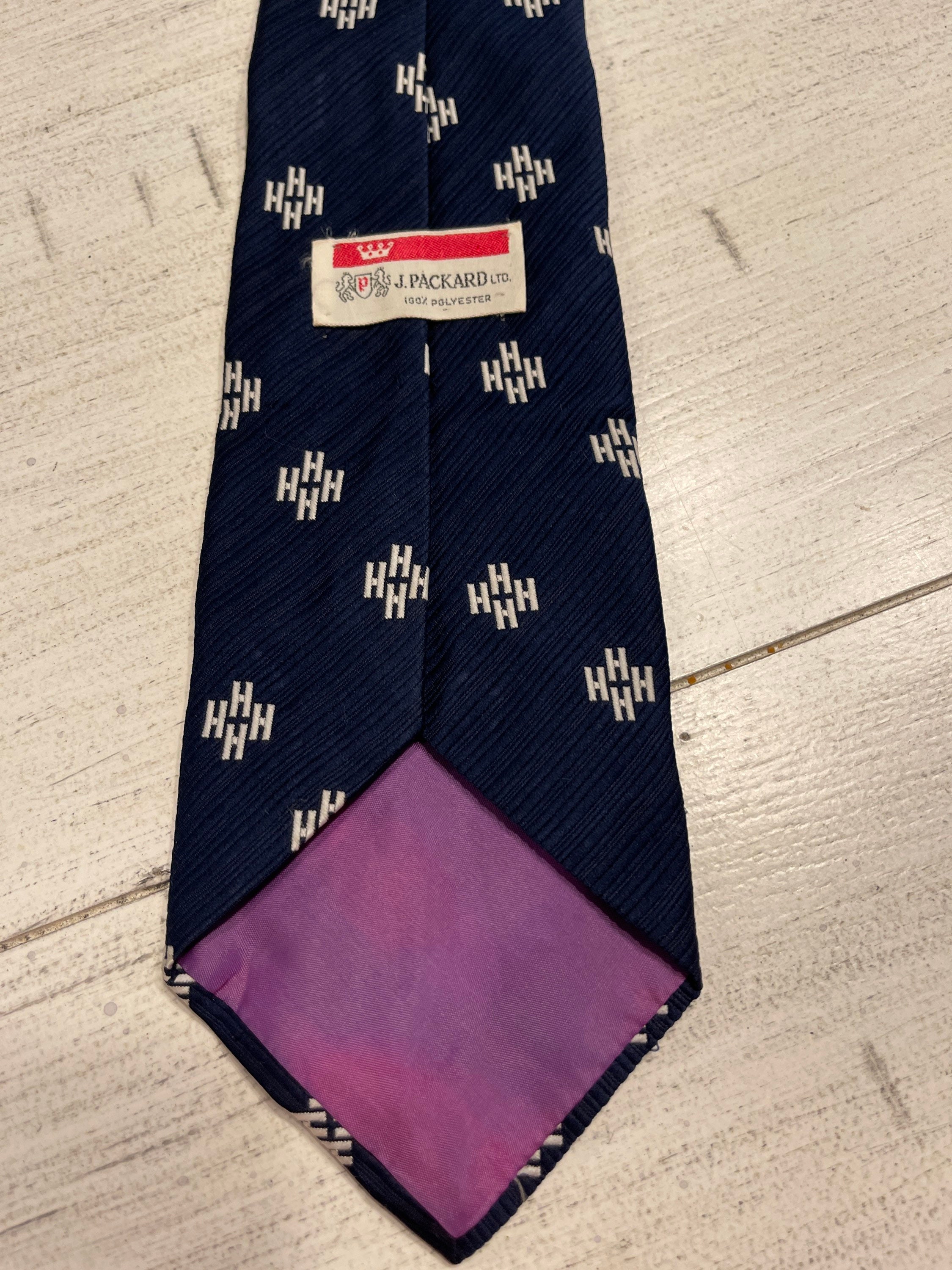 Vintage J Packard Extra Wide Tie Made in USA / Polyester Navy / MOD Mcm ...