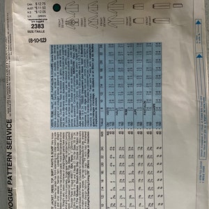 Vogue 2383 5 Easy Pieces Pattern Size 8 10 12 / 1989 / Misses Jacket ...